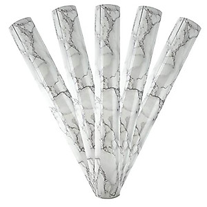 Craftopia Adhesive Craft Vinyl Roll | White Marble Vinyl, Bamboo, Wood Grain | Various Sizes & Designs (White/Gray Marble Vinyl Adhesive Pack of 5).