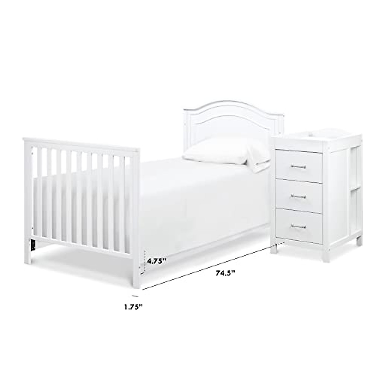 DaVinci Twin Size Conversion Kit (M12899) for Charlie Mini Crib and Changer Combo in White