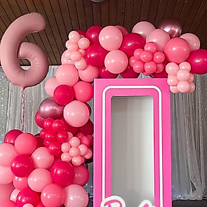 Funhot Pink Balloons Set, 60PCS Hot Pink Latex Balloons, 12Inch Pink Confetti Balloon Pastel Pink Metallic Party Balloons Helium for Girls Women Baby Shower Princess Wedding Birthday Party Decoration