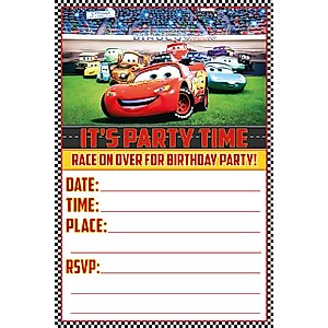 Set of 30 Racing Cars Themed Happy Birthday Invitation Cards - Lightweight (230g), Postcard Style Invites for the Perfect Party Pack