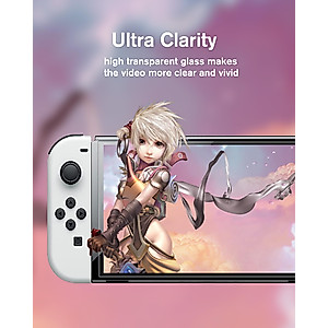 bersem 2 Pack Tempered Glass Screen Protector Compatible with Nintendo Switch OLED 7 inch 2021, Auto Alignment Kit / 9H Hardness/Transparent HD Clear/Anti-Scratch/Bubbles Free/High Response