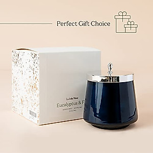 LA JOLIE MUSE Eucalyptus Candles, Candles for Home Scented, Aromatherapy Candles for Stress Relief, Natural Soy Wax Candles, Luxury Glass Jar Candles, 75 Hours Long Burning Candles, 12.3oz