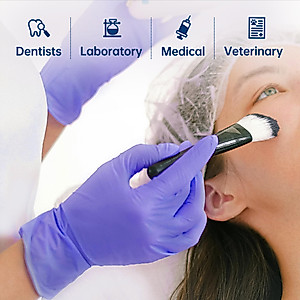 Supmedic Nitrile Exam Gloves, 3.5 Mil Powder-Free Food Safe Cleaning First Aid Disposable Medical Glove, Purple 100 Pcs (Medium)