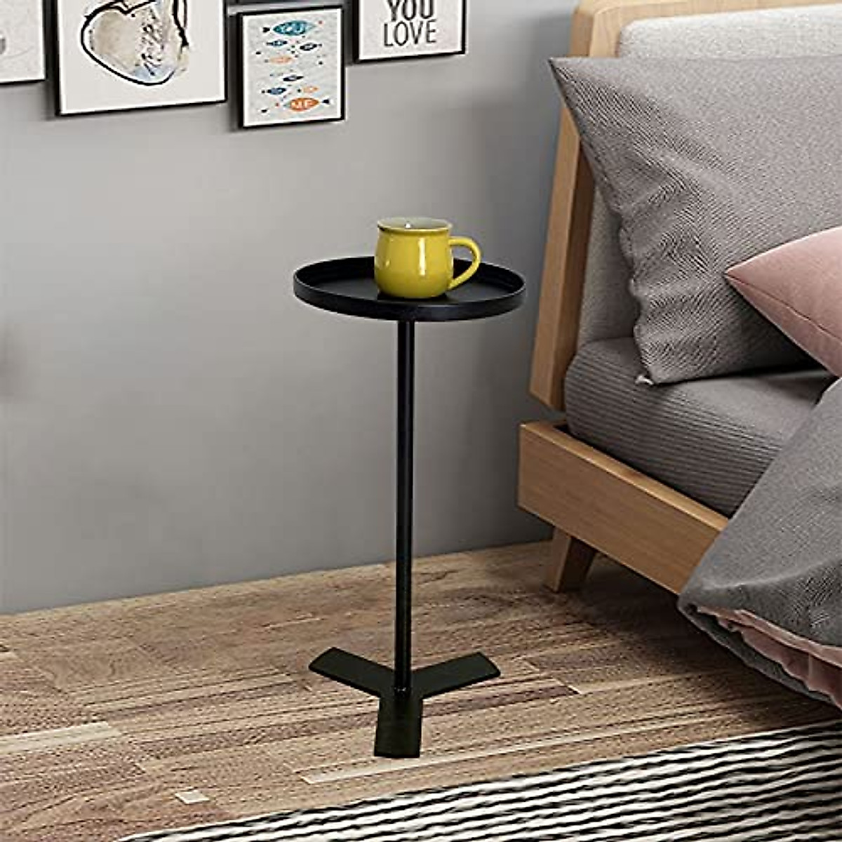 SLNFXC Mini Shelf Living Room Bedside Sofa Side Table Simple Round Tea Table (Color : D)