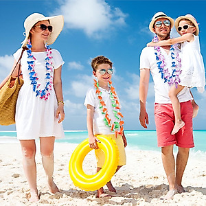 TSMJUWND Hawaiian Leis 50 Counts Hawaii Flower Leis for Adults and Kids Luau Party Decorations