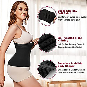 MICOHPKLE Waist Trainer for Women Postpartum Belly Band Wrap Belt C-Section Recovery Tummy Control Waist Cincher Body Shaper (Medium, Black)