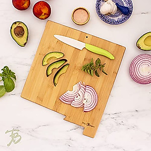 Totally Bamboo Destination New Mexico State Shaped Serving and Cutting Board, Includes Hang Tie for Wall Display