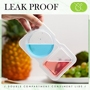 Blushtier 50 Pcs 5 oz Double Compartment Snack Containers with Lids Clear 2 Compartment Small Disposable Plastic Snack Containers for Sauce Salad Travel Sampling