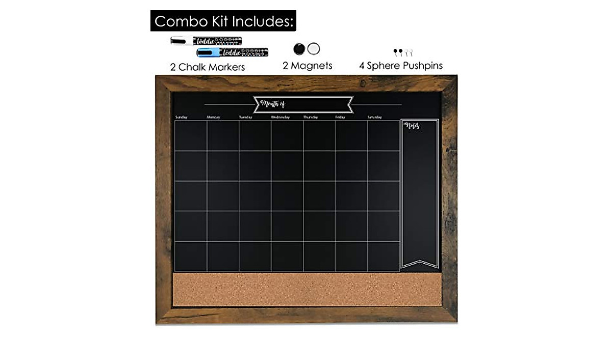 Loddie Doddie Rustic Chalkboard Calendar & Bulletin Board