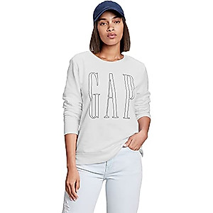 GAP womens Logo Crew Hooded Sweatshirt, White000, Large US