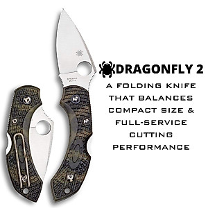 Spyderco Dragonfly 2 Lightweight Signature Knife with 2.3" VG-10 Steel Blade and High-Strength Zome Green FRN Handle - PlainEdge - C28ZFPGR2