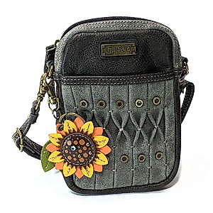 Chala Cell Phone Crossbody Purse - Handbag with Adjustable Strap (Olive_ 609 Sunflower)