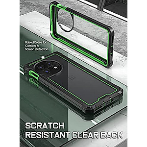 Poetic Guardian Case for OnePlus 11 5G 6.7" (2023) [20 FT Mil-Grade Drop Tested], Full-Body Hybrid Shockproof Bumper Cover with Built-in Screen Protector, Green/Clear