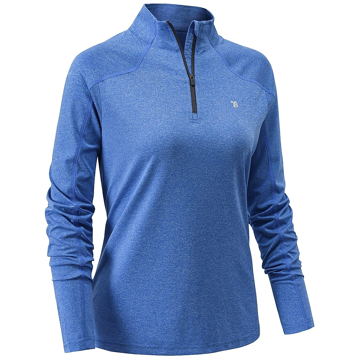 BGOWATU Women's Long Sleeve Golf Polo Shirts Quarter Zip Pullover UPF 50 Sun Shirt for Women Dry Fit Running Tops Dark Blue M