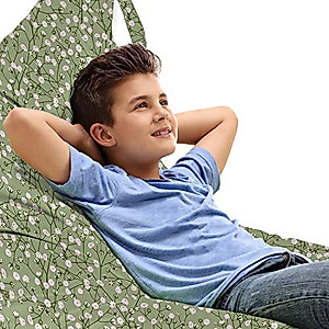 Ambesonne Nature Lounger Chair Bag, Botanical Illustration Soft Pink Spring Blossoms on Branches Pattern Floral Art, High Capacity Storage with Handle Container, Lounger Size, Multicolor