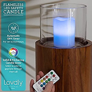 Lovdly Cremation Urn for Human Ashes, Large-Medium Keepsake Urns for Adult & Pet Ashes, Decorative Urn Made from Premium Wooden Base with Glass Top & Flameless LED