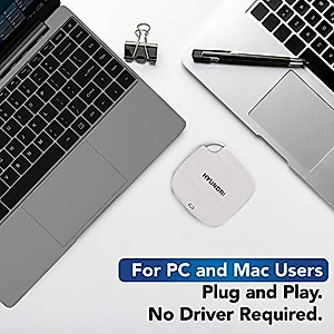 Hyundai 512GB Ultra Portable Data Storage Fast External SSD Pearl White, PC/MAC/Mobile- USB-C/USB-A, Dual Cable Included HTESD500PW