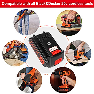 Battery 20v for BLACK+ DECKER Lithium: Batteries 20 Volt Max 4.0 ah Replacement Compatible with Cordless Power Tools XR Li- ion 2 Pack 20volt Drill LBXR20 LBXR2020 LBX20 LBXR2520 LB2X4020 LB2XR20