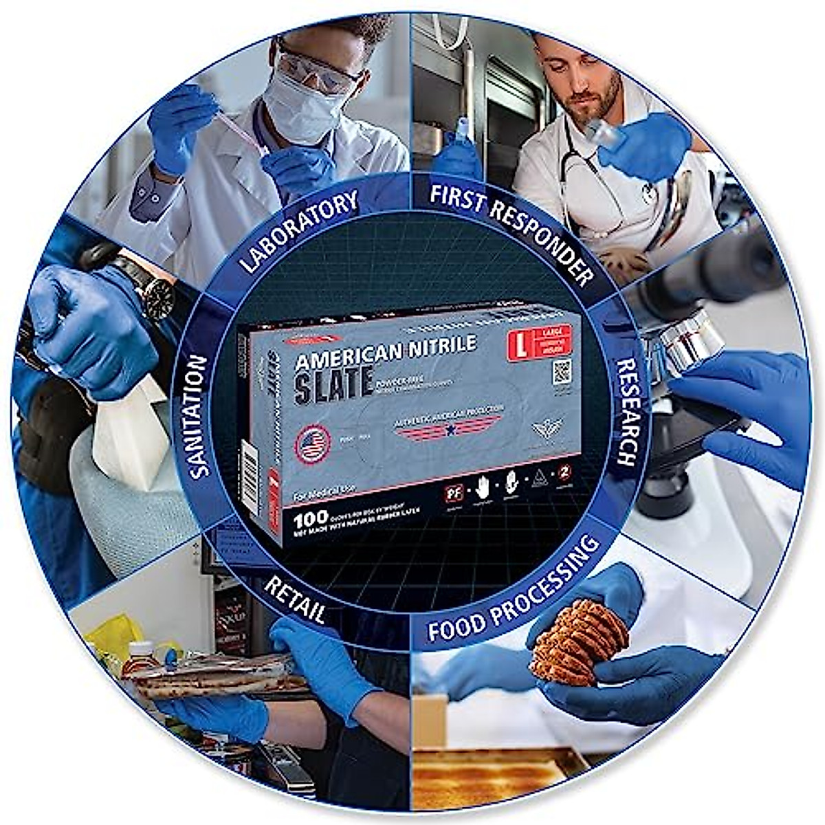 American Nitrile – Slate Powder Free Nitrile Gloves – Latex Free Disposable Gloves – Medical, Mechanic, Esthetician, Tattoo Artist– Made in the USA