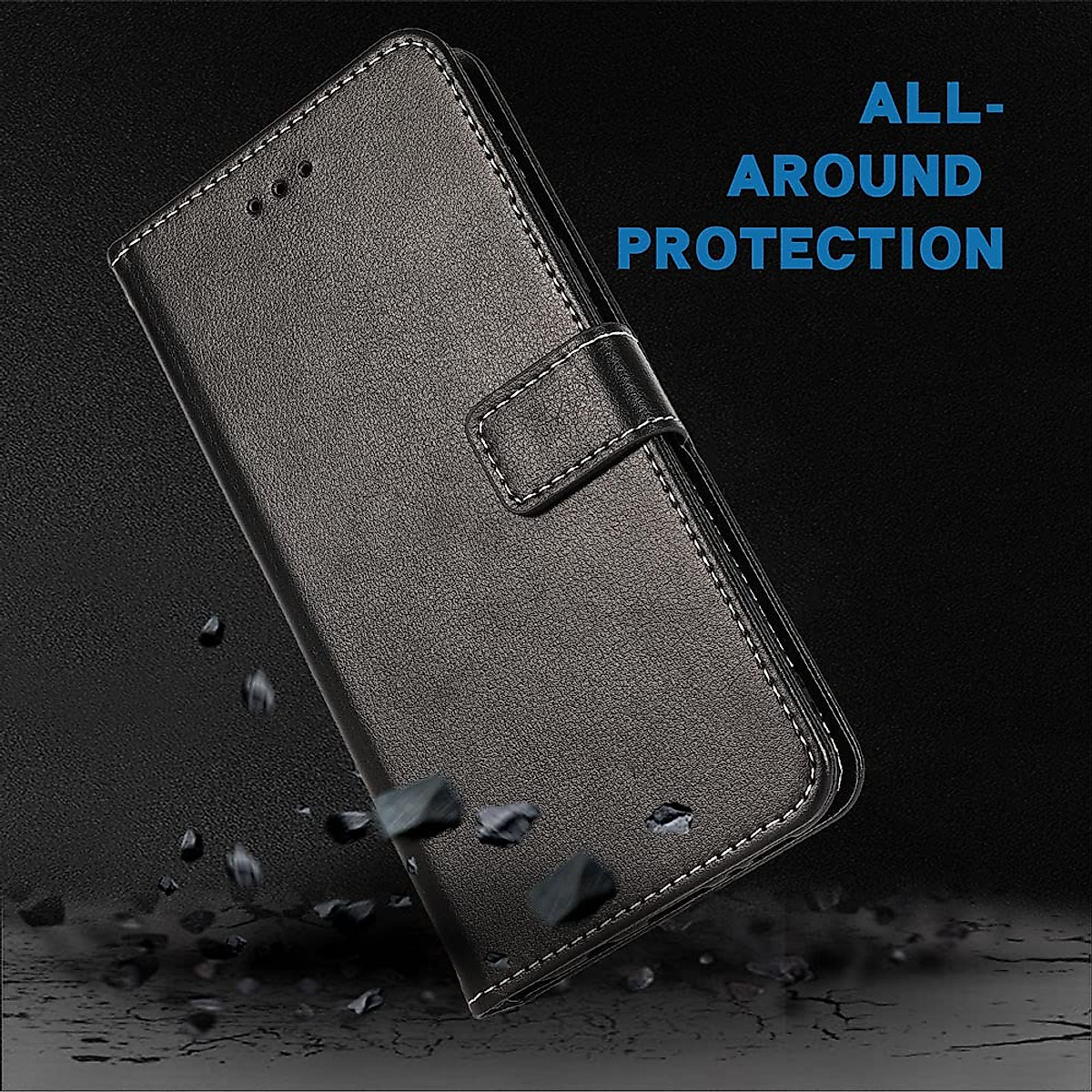 FDCWTSH Compatible with Oppo Reno 2Z Wallet Case Wrist Strap Lanyard and Leather Flip Card Holder Stand Cell Accessories Phone Cover for Oppo Reno2 Z/Reno2 F CPH1945 CPH1951 Women Men Black