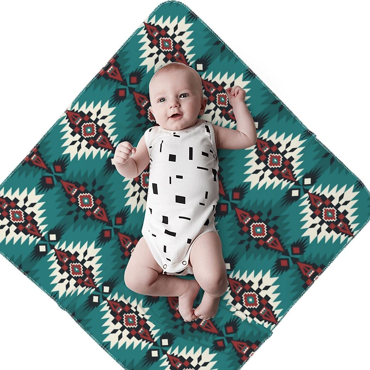 Western Native Southwest Aztec Navajo Baby Swaddle Blanket Newborn Baby Swaddle Blankets Receiving Muslin Blanket Swaddling Wrap Silky Soft Gift for Boys Girls