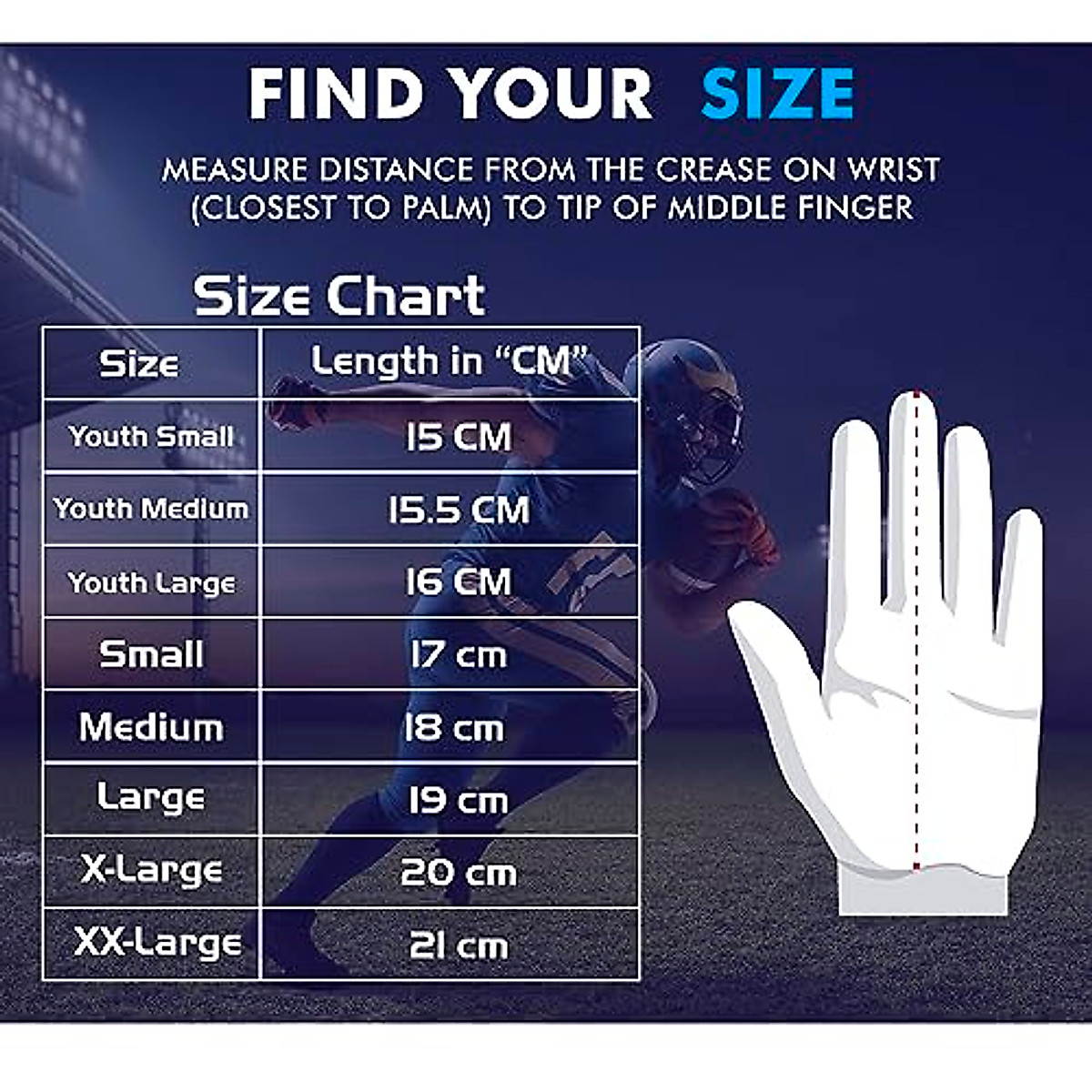 Glorious Traders Football Gloves, Adult and Youth Football Gloves Men & Women's - Ultimate Performance Booster Football Gloves Adult with Super Perfect fit & Sticky Grip. (White, XLarge)