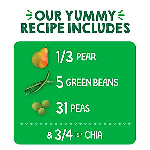Happy Tot Organics Super Foods Stage 4, Pears, Peas & Green Beans + Super Chia, 4.22 Ounce Pouch (Pack of 16) packaging may vary