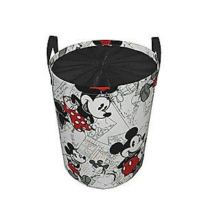 Laundry Hamper Larger Capacity Collapsible Dirty Cloth Hampers Mi-Ckey Min-Nie Mouse In Red Black Laundry Basket Freestanding Clothes Toy Storage Decorative Organizer In Living Room