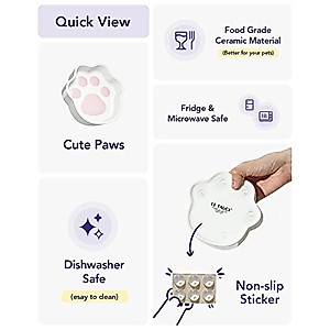 LE TAUCI Cat Bowls Ceramic, Small Cat Dishes, 8 Oz Shallow Cat Food Bowls for Indoor Cats, Relief Whisker Fatigue Cat Bowls, Cat Water Dish, Cute Paw Shaped Kitten Bowls, Flat Cat Plates