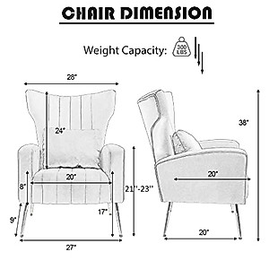 WQSLHX Living Room Chairs Set of 2 with Lumbar Pillow, Velvet Accent Chair with High Back Mid Century Armchair for Bedroom with Armrest, Arm Chair with Golden Metal Legs, Pink