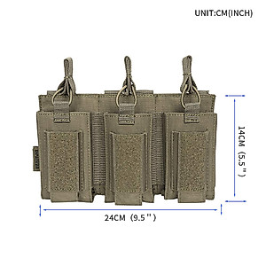 EXCELLENT ELITE SPANKER Open-Top Single/Double/Triple Molle Mag Pouch for M4 M14 M16 AK AR Elastic Rifle Magazines for Pistol Mag Pouch(Ranger Green)