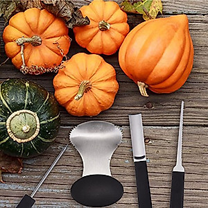 Antner Pumpkin Carving Tools Kit, 4 Pieces Heavy Duty Stainless Steel Carving Tools Set and 6 Pieces Halloween Pumpkin Carved Stencils Stickers