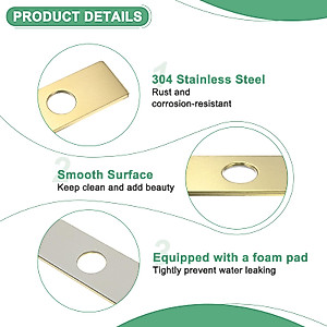 M METERXITY Faucet Deck Plate, 6 Inch Square Hole Cover Deck Plate for Bathroom/Kitchen Sink, 304 Stainless Steel Escutcheon Faucet Plate [Brushed Gold]