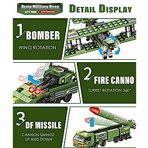 1162 Pieces Army Military Base Building Blocks Set, Army Combat Force Bricks Toy with Army Vehicle & Airplane, with Blocks Storage Box, Pretend War & Action Roleplay Toy Gift for Kids Boys Girls 6-12