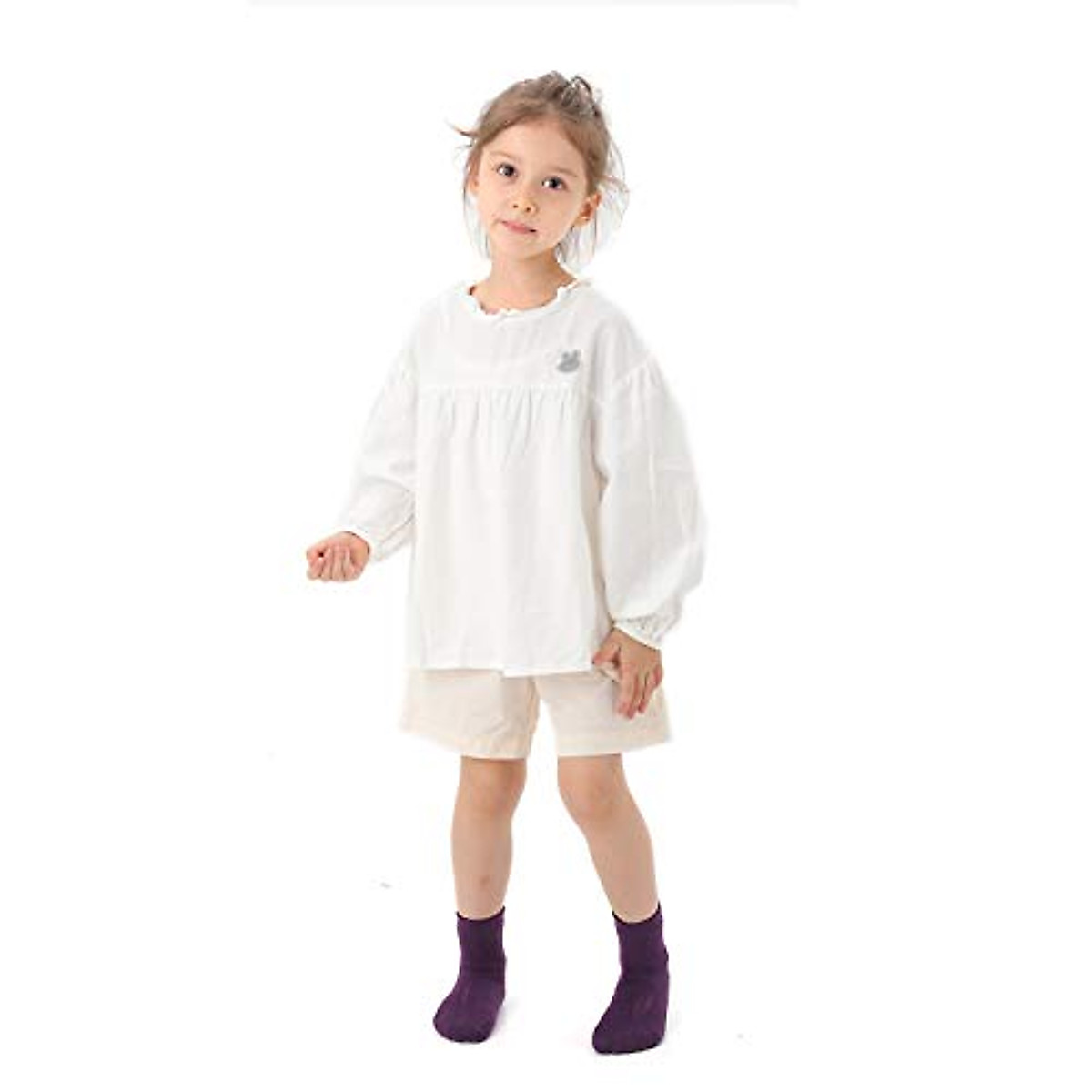 EPEIUS Baby Thermal Socks Toddler Girls Soft Thick Warm Crew Socks with Grip Brushing Inside Non-skid/slip Socks 5 Pair Pack,Black/Blue/Red/Purple/Violet,2-4 Years