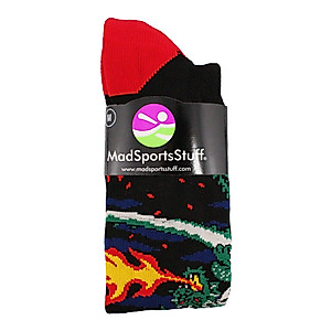 MadSportsStuff Medieval Dragon Soccer Style OTC Socks (Black/Red, Small)