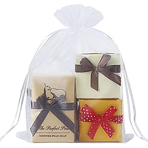 HRX Package 100pcs Sheer Organza Bags White, 6 x 9 inches Christmas Wedding Shower Party Favors Gift Drawstring Bags Large Mesh Jewelry Pouches