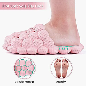 FJPTREN Kids Bubble Slides Slippers Funny Bubble Shoes Soft EVA Lychee Slides Soft Pillow Spa Slippers For Gym House Slippers Shower Bedroom Slippers Pink Size 2-2.5 (Little Girls)