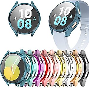 OHPROCS Compatible with Samsung Galaxy Watch 5 & 4 40mm 44mm Case with Screen Protector, Soft TPU Face Cover Full Protective Bumper for Samsung Watch 5/4 Bands Accessories (40mm, 9-Colors)