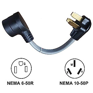 iMeshbean® Heavy Duty Welder Extension Power Cord 220 Volt 50 Amp 8/3 MIG TIG Plasma USA (10-50P to 6-50R Adapter)