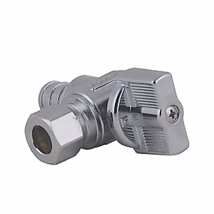 LD Valve- 1/4 Turn Angle Stop Valve 3/8-in Compression x 1/2-in Pex, Quarter Turn LF Brass Chrome Plated OD to Pex Angle Shut Off Valve for Faucet or Toilet Installation (2-Pack)