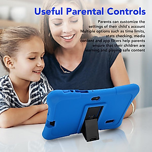 MAVIS LAVEN 7 Inch Kids Tablet, 3000mAh Battery Dual Camera WiFi 32GB ROM Cute Kids Tablet Quad Core for Android 10.0 for Boys (US Plug)