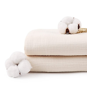 Wrinkle Gauze Cotton Material Quilting Sewing Craft Fabric Table Runners Decor Cloth for Party, Wedding Cheesecloth Kitchen Cooking (1 Yard, Beige)