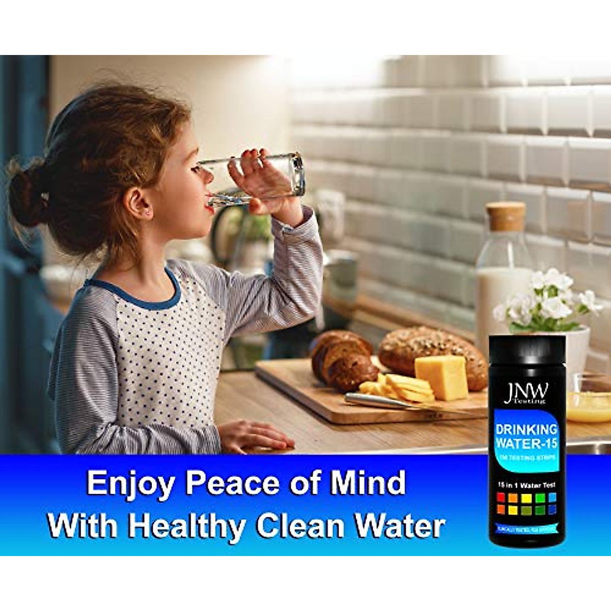 Drinking Water Test Kit - 15-in-1 Chlorine Drinking Water Test Strips with eBook - Lead Testing Kits for Drinking Water - Test Iron, Bromine, pH, Hardness, and More - 100 Tests - JNW Direct