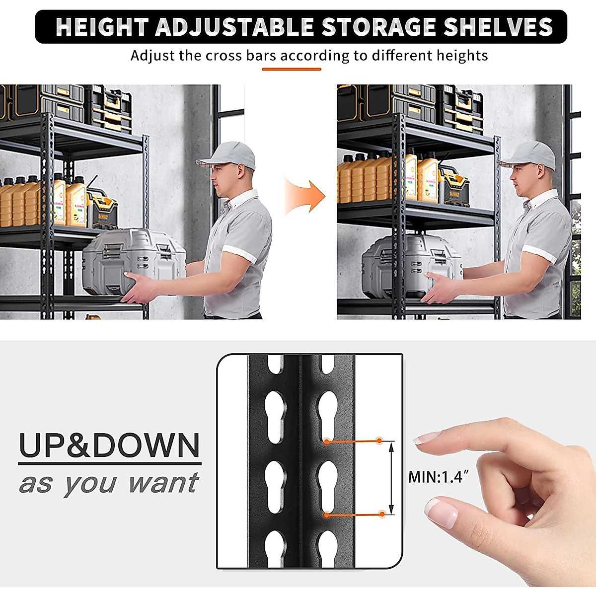 REIBII Storage Shelves 5-Tier Adjustable Garage Storage Shelving Heavy Duty Metal Shelving Utility Rack Shelf Unit for Warehouse Pantry Closet Kitchen,12" D x 27.5" W x 60" H