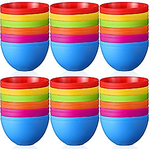 Rtteri 48 Pcs Plastic Bowls 24 oz Cereal Bowls Snack Bowls Colorful Kids Bowls Reusable Microwave Dishwasher Safe Bowls for Dessert Soup Snack Fruit Salad, 6 Colors