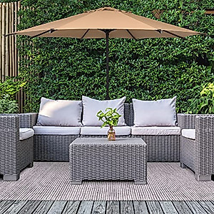 Abba Patio 11ft Patio Umbrella Market Outdoor Table Umbrella with Push Button Tilt and Crank, 8 Ribs, UV Protection, Tan