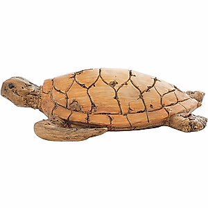 Driftwood Sea Turtle Statue Rustic Wood Look Garden Turtle Coastal Home Decor