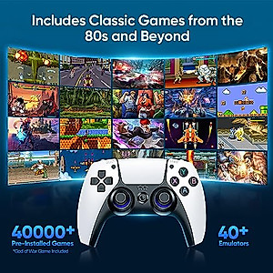 Wireless Retro Game Console, 40+ Emulators Console, Plug and Play Video Game Console, 128GB Built in 40000+ Video Games, HDMI Output, 2.4G Wireless Controllers, Great Gifts for Children and Adults