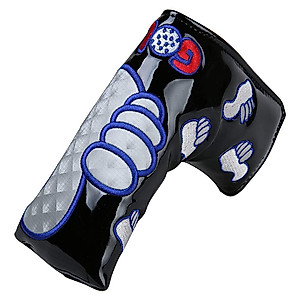 Seacloud Thumb Up Golf Blade Putter Headcover with V- Closure PU Leather Head Cover for Golf Putter Club Head Black